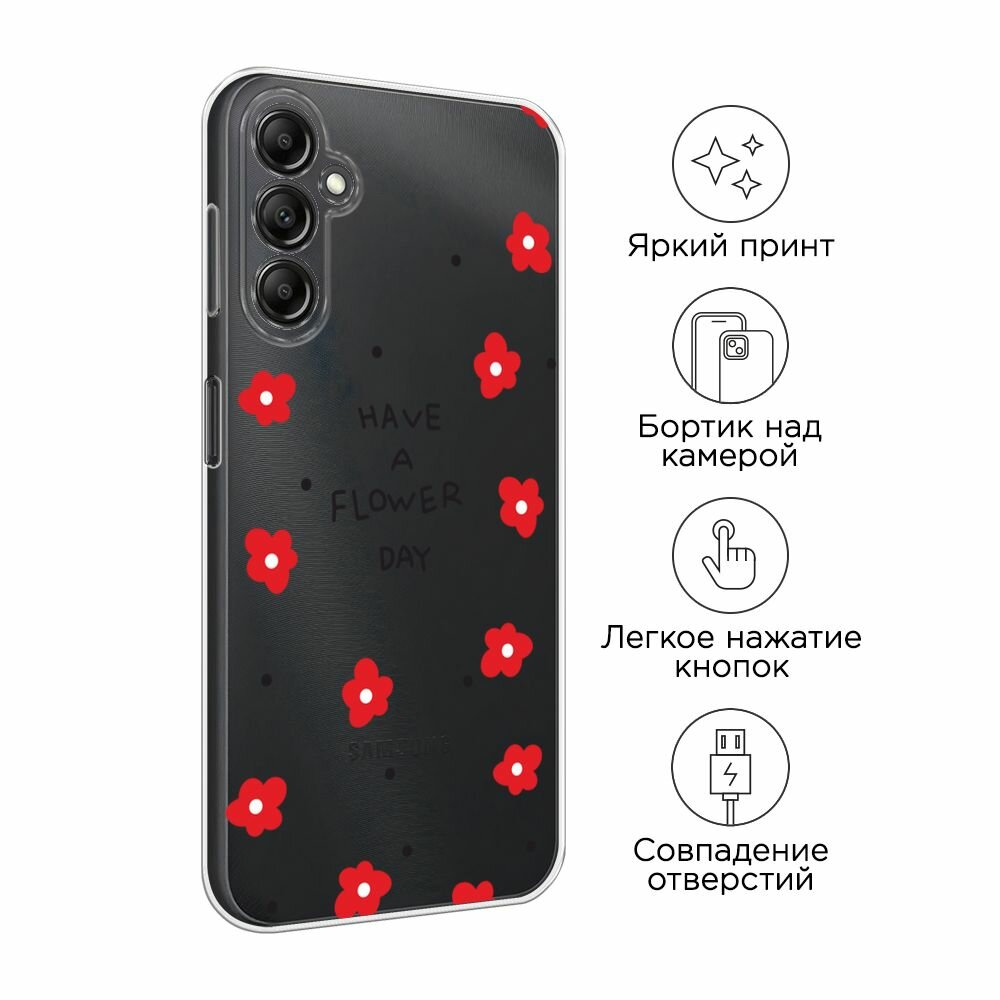 Чехол на Samsung Galaxy A15 / Самсунг А15 с принтом "Have a flower day 2", прозрачный — фото 1
