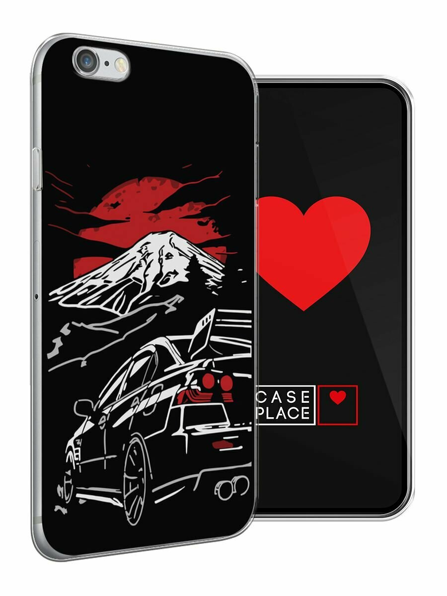 Чехол на Apple iPhone 6 / Айфон 6 с принтом "Машина в горах JDM" — фото 1