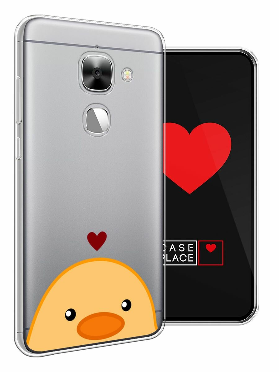 Чехол на LeEco Le 2/2 pro / Лееко Ле 2/2 про с принтом "Влюблённая уточка - 14 февраля", прозрачный — фото 1