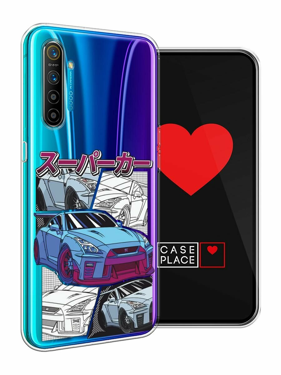 Чехол на Realme XT / Реалми XT с принтом "JDM коллаж", прозрачный — фото 1