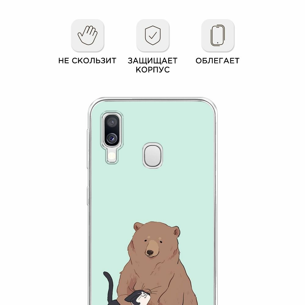Чехол на Samsung Galaxy A40 / Самсунг Галакси А40 с принтом "Медведь и кошка дружба" — фото 1