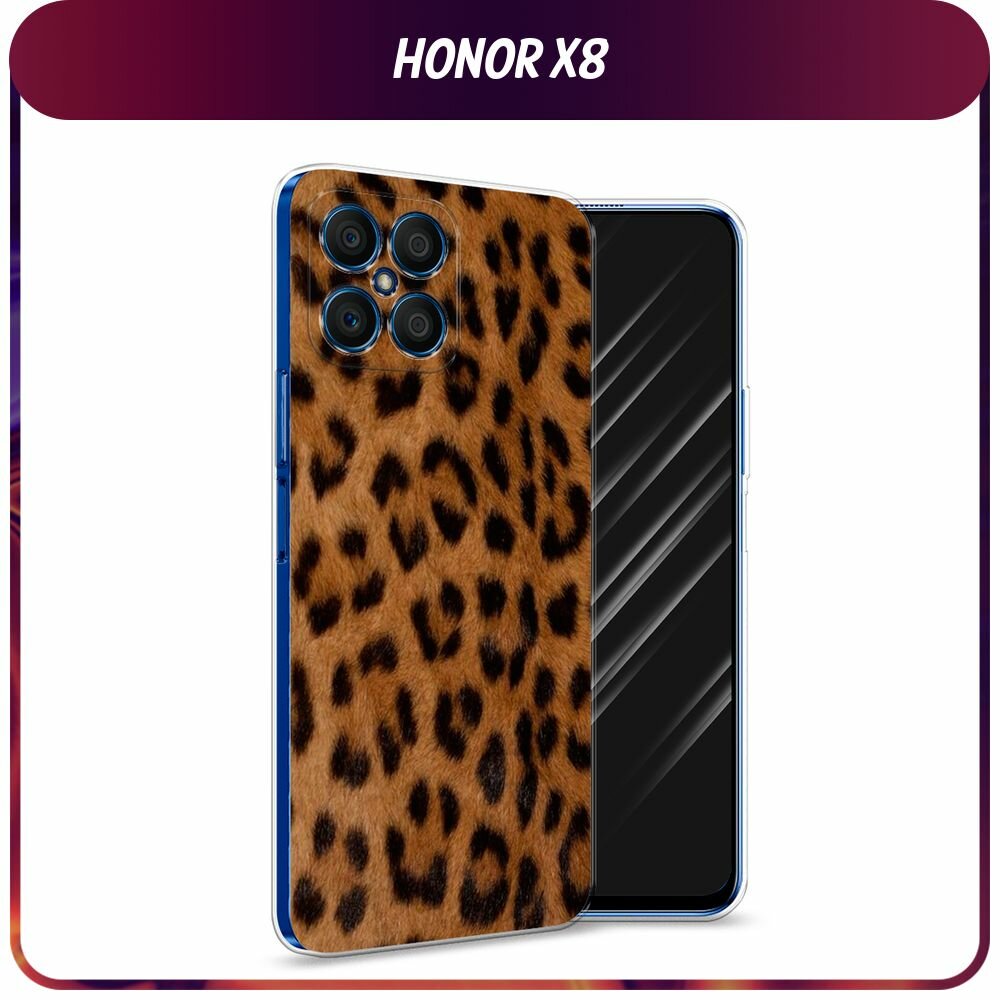 Силиконовый чехол на Honor X8 / Хуавей X8 с принтом "Мех леопарда"