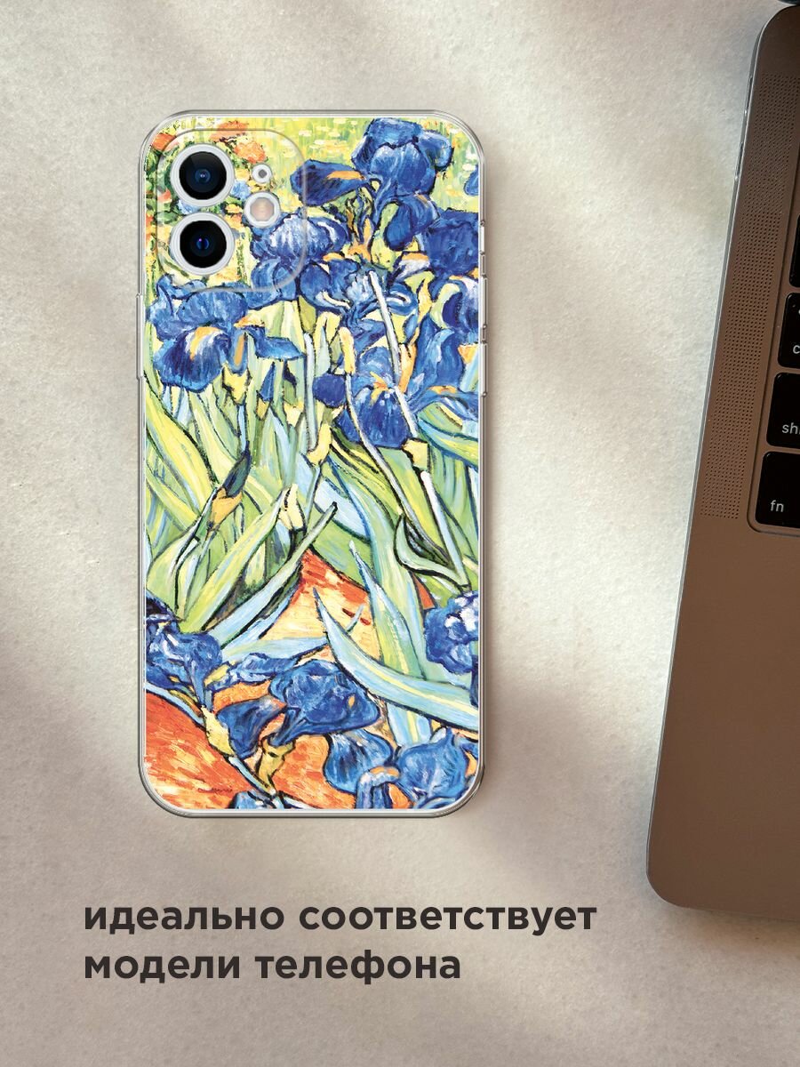 Чехол на Apple iPhone 12 mini / Айфон 12 Мини с принтом "Ирисы Ван Гог" — фото 1