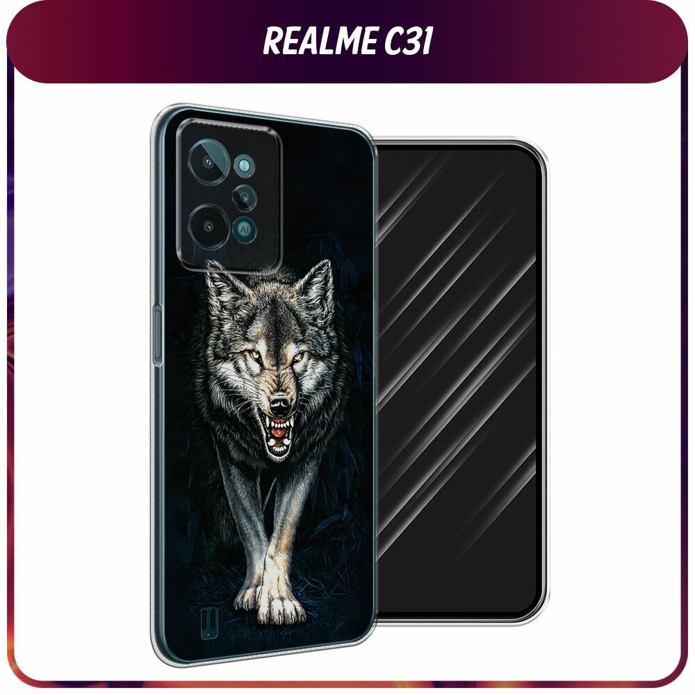 Чехол на Realme C31 / Реалми C31 с принтом "Злобный волк из ночи"