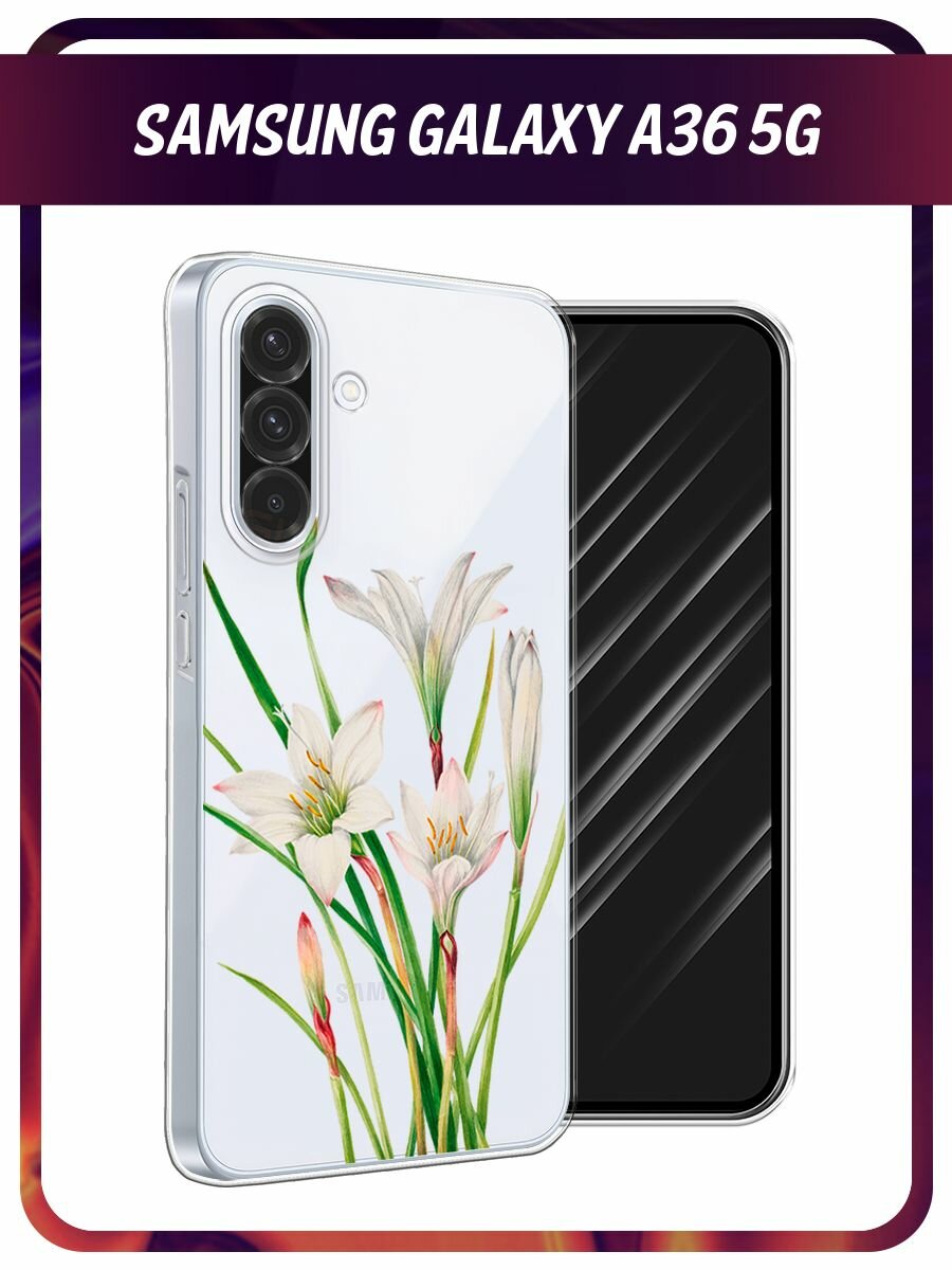 Чехол на Samsung Galaxy A36 5G / Самсунг A36 5G с принтом "White lily", прозрачный