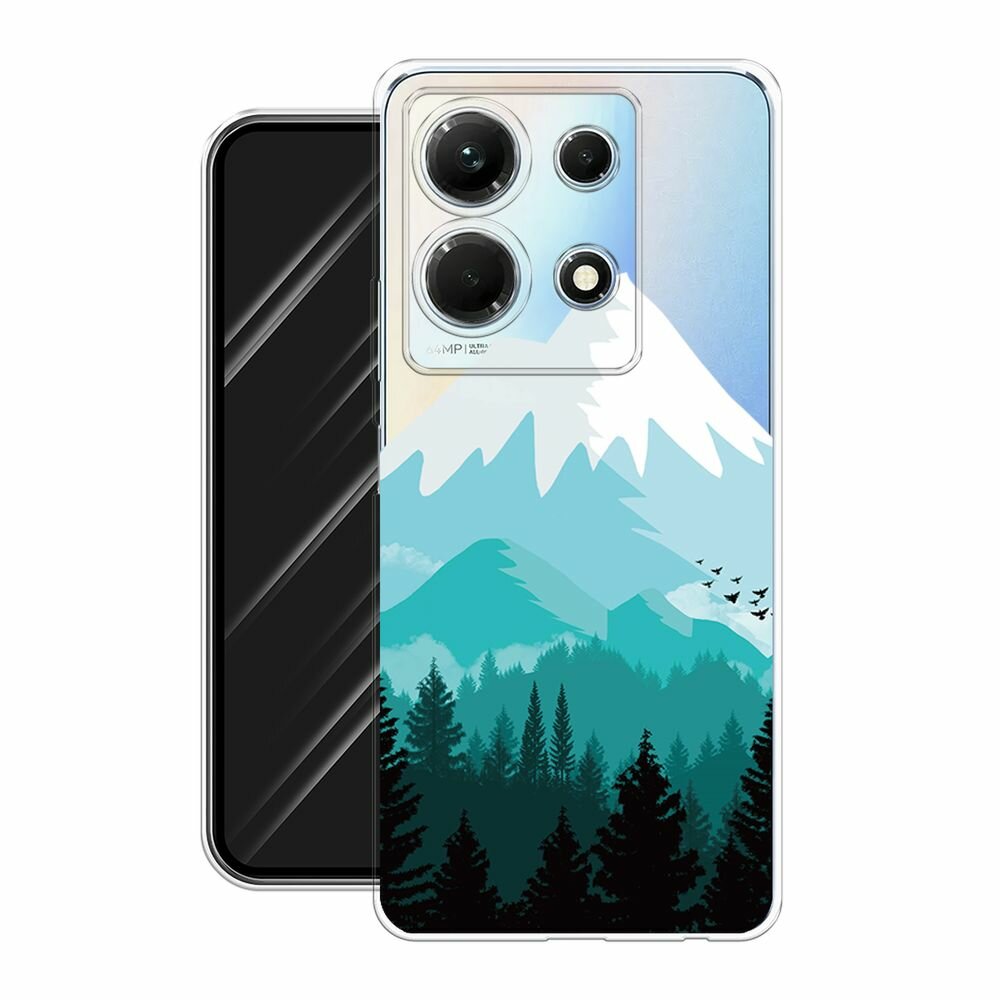 Чехол на Infinix Note 30 4G / Инфиникс Нот 30 4G с принтом "Синяя снежная гора", прозрачный — фото 1