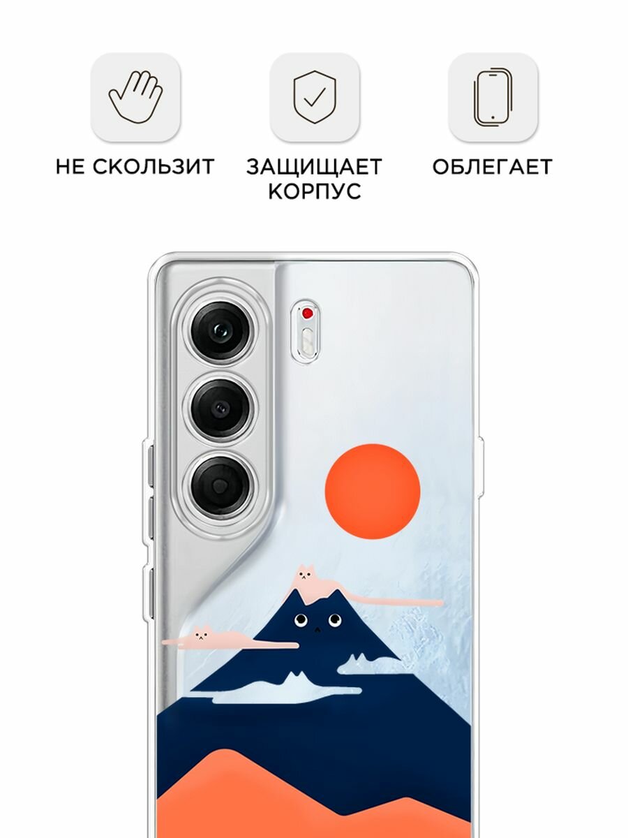 Чехол на Tecno Camon 40 Pro / Текно Камон 40 Про с принтом "Кот-гора", прозрачный — фото 1