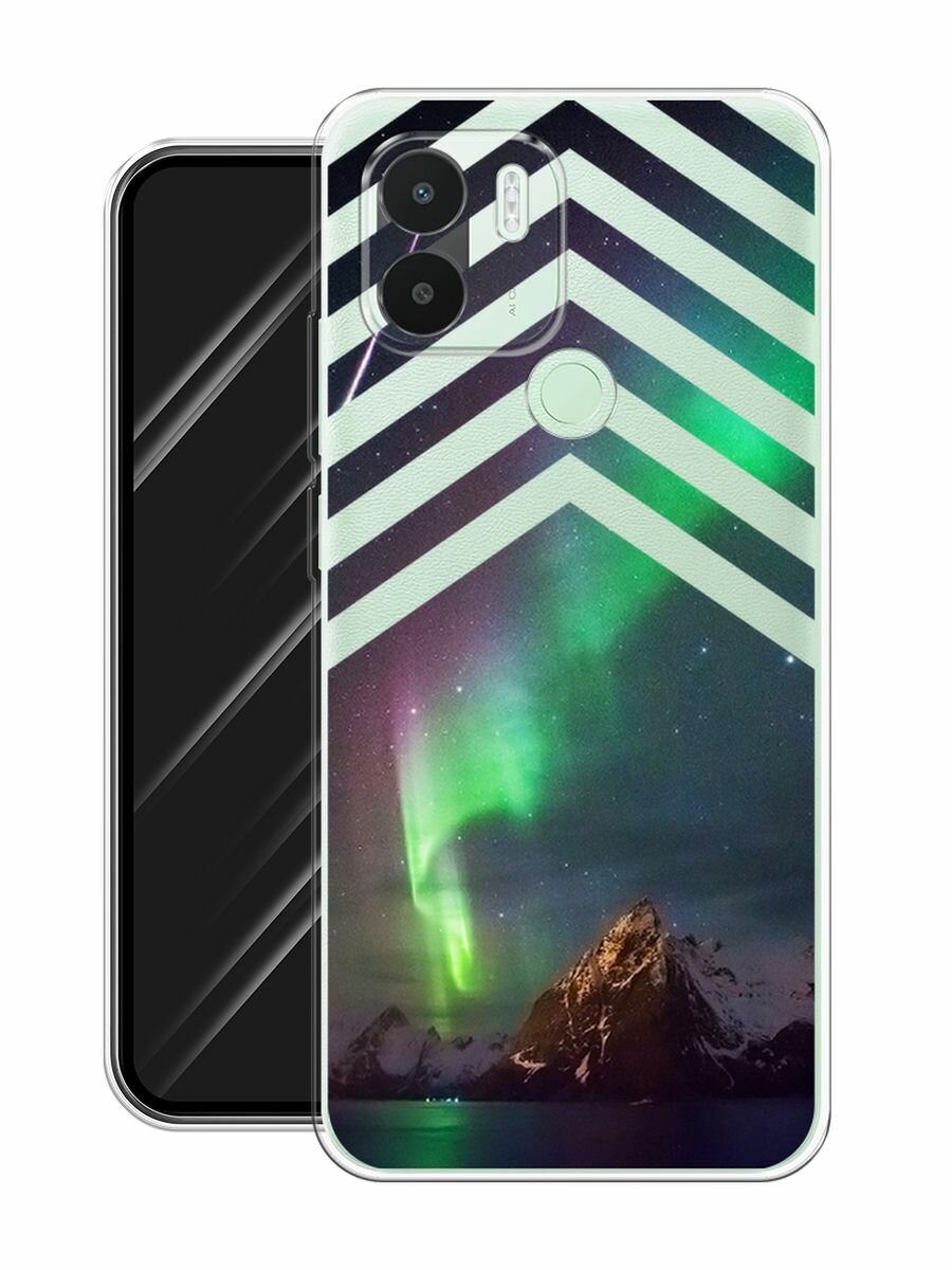 Чехол на Xiaomi Redmi A1+/Redmi A2+/Poco C51/C50 / Редми A1+ с принтом северное сияние, прозрачный — фото 1