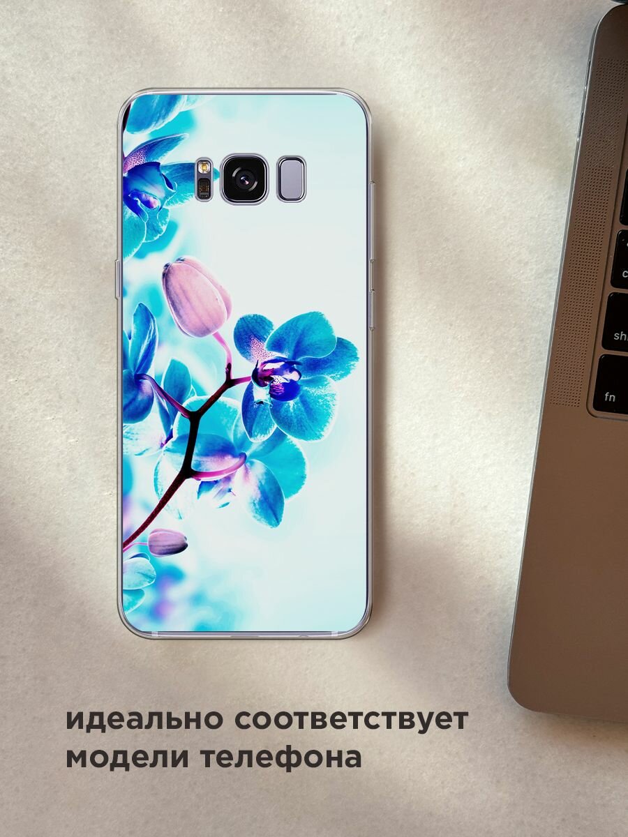 Чехол на Samsung Galaxy S8 + / Самсунг Галакси С8 Плюс с принтом "Голубая орхидея" — фото 1
