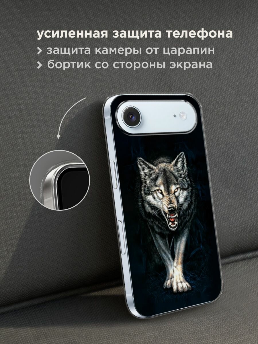 Чехол на Apple iPhone Air / Айфон Айр с принтом "Злобный волк из ночи" — фото 1