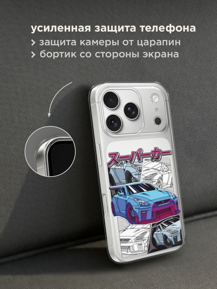 Чехол на Apple iPhone 17 Pro / Айфон 17 Про с принтом "JDM коллаж", прозрачный — фото 1