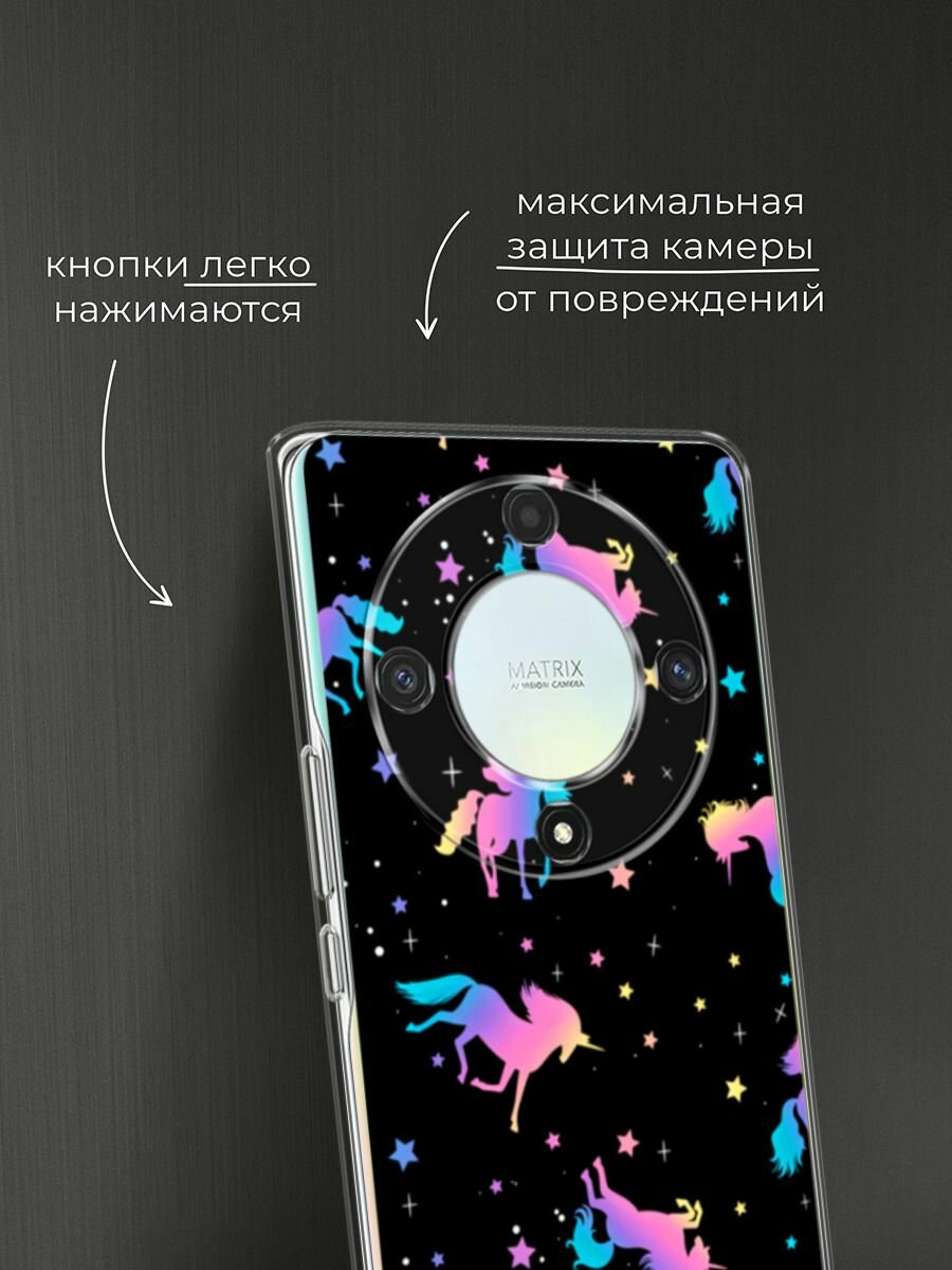 Чехол на Honor X9A / Хонор X9A с принтом "Единороги градиент" — фото 1