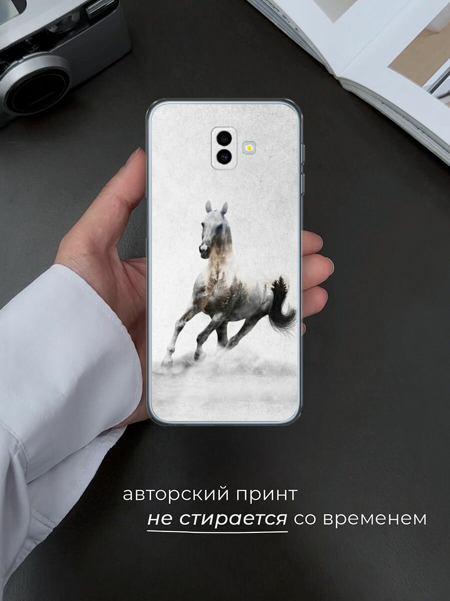 Чехол на Samsung Galaxy J6 + / Самсунг Галакси J6 Плюс 2018 с принтом "Лошадь лес" — фото 1