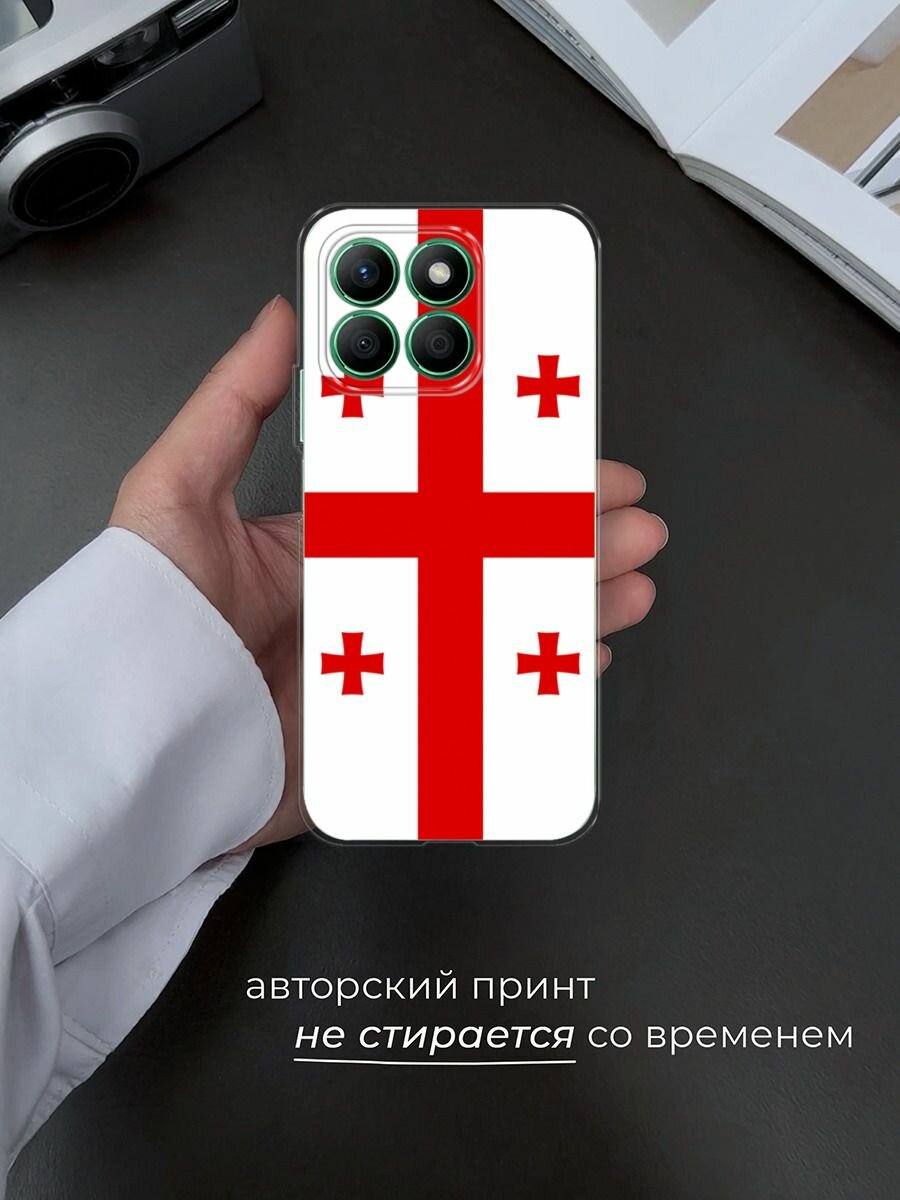Силиконовый чехол на Honor X8B / Хонор X8B с принтом "Флаг Грузии" — фото 1