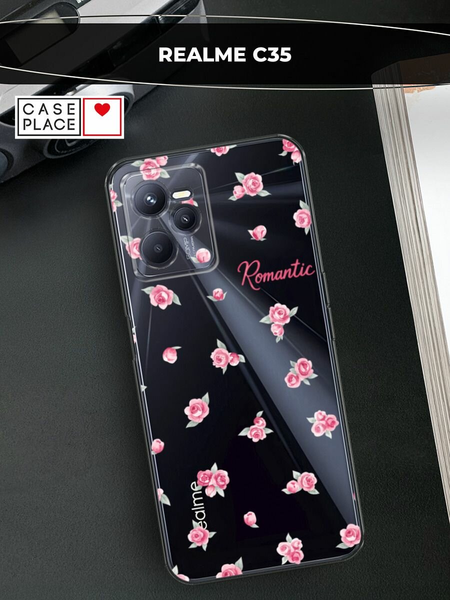 Чехол на Realme C35 / Реалми C35 с принтом "Romantic 2", прозрачный