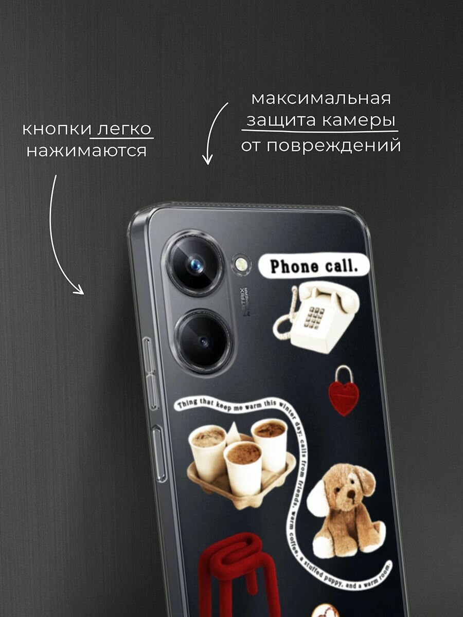 Чехол на Realme 10 Pro / Реалми 10 Про с принтом "Phone call", прозрачный — фото 1