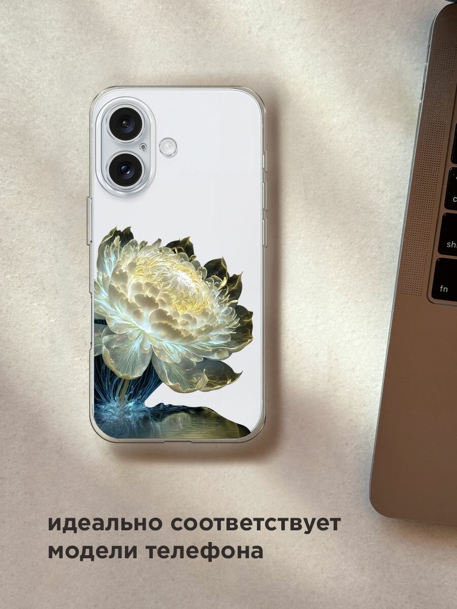 Чехол на Apple iPhone 16 / Айфон 16 с принтом "Китайский лотос", прозрачный — фото 1