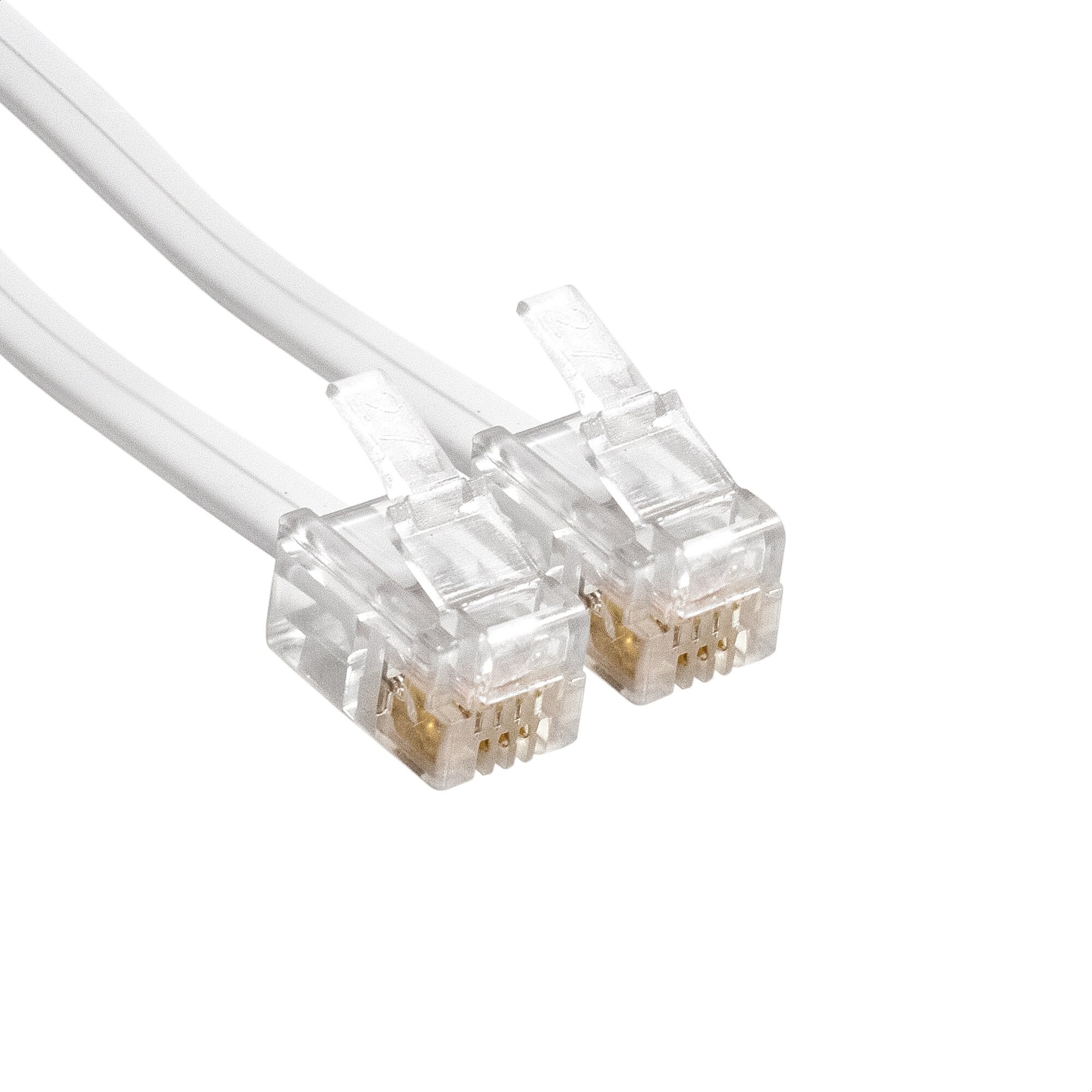 Шнур (патч-корд) телефонный ExeGate TC4P4C-4M-W (витой, RJ-10 (4P-4C), 4м, белый) EX298650RUS — фото 1