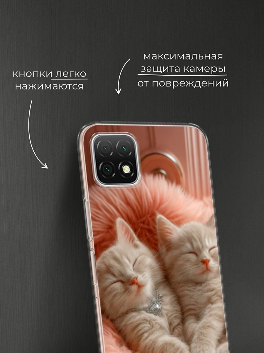 Силиконовый чехол на Wiko T3 / Вико Т3 с принтом "Спящие котики" — фото 1