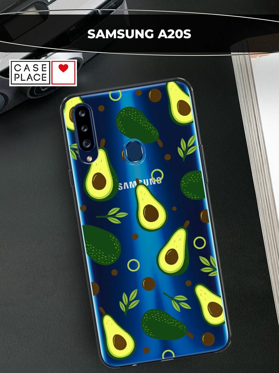 Чехол на Samsung Galaxy A20s / Самсунг Галакси A20s с принтом "Авокадо паттерн", прозрачный