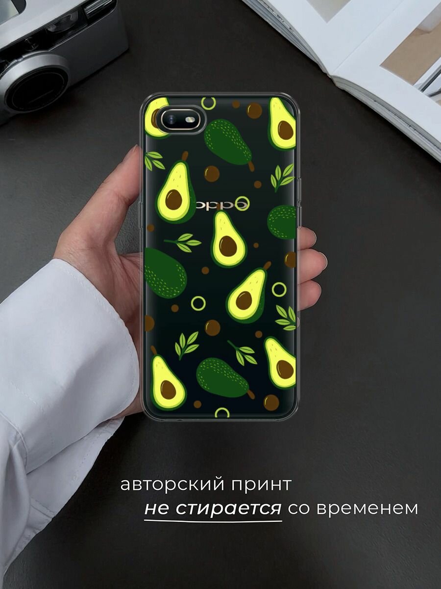 Чехол на Oppo A1k / Оппо А1к с принтом "Авокадо паттерн", прозрачный — фото 1