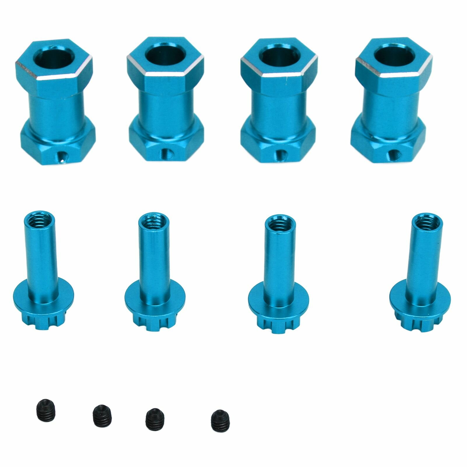 4 шт, шестигранная втулка для радиоуправляемого колеса, замена из алюминиевого сплава, 12 мм, удлинитель шестигранной втулки для 1/10, радиоуправляемый альпинистский автомобиль, синий