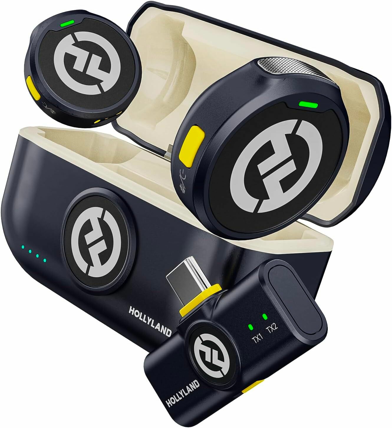 Hollyland Микрофон Hollyland Микрофон универсальный Hollyland Lark M2 микрофон петличный беспроводной для телефона, планшета Android , Набор Type-C, черный, черный