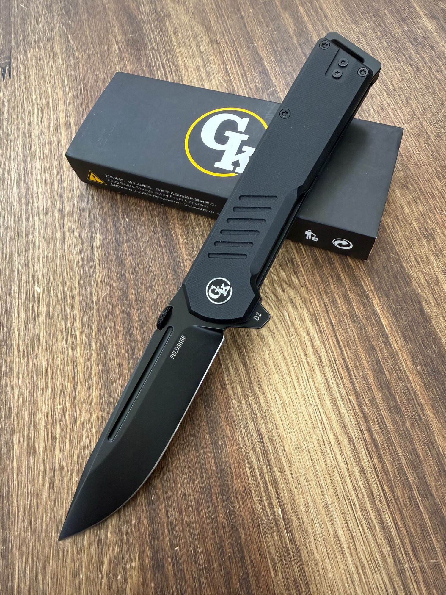 Складной нож Gallery of Knives "Feldsher" FELDDW, D2, G10, стеклобой, флиппер, Black