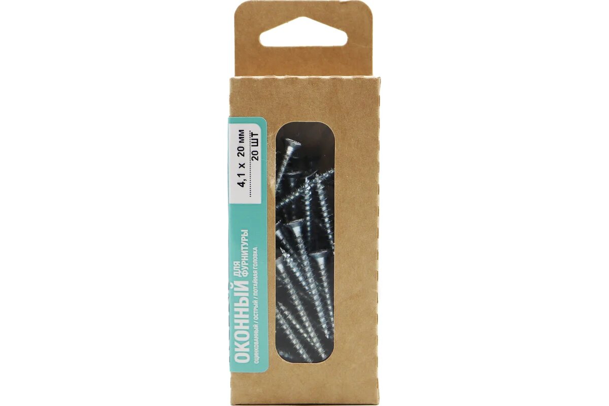 Партнер Саморез оконный 4,1x20 острый ZN 20 шт в коробке для монтажа окон SP 833388