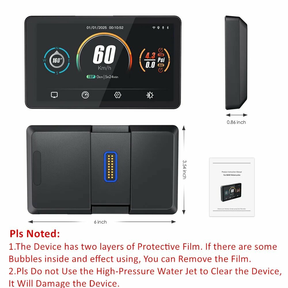 CARABC 6-дюймовый мотоциклетный навигатор с беспроводным CarPlay и Android Auto для BMW F750GS XR M1000 R1200GS R1250GS R1300GS S1000XR