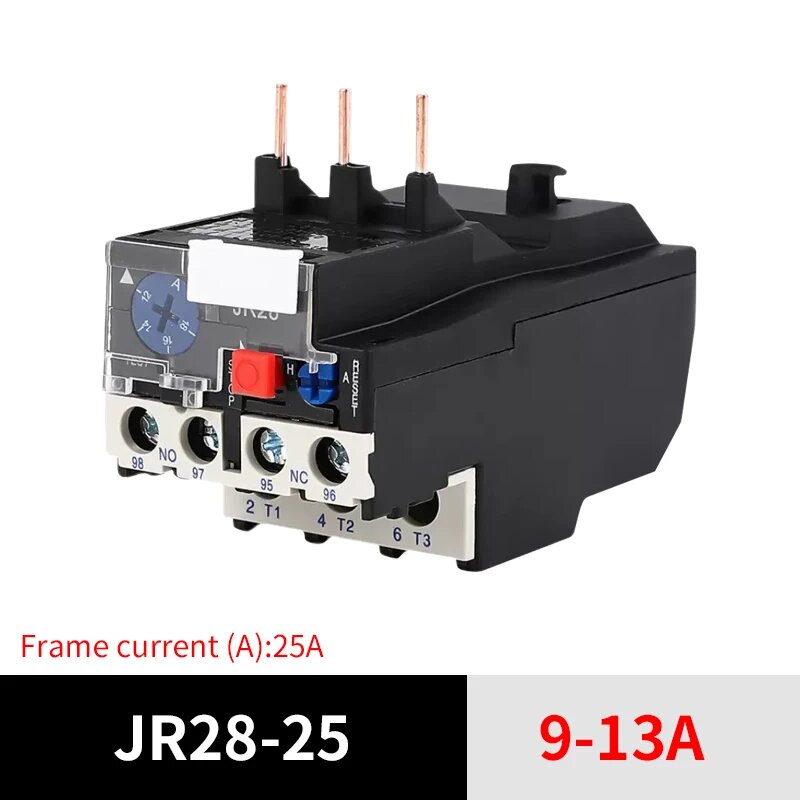 JR28-25 Тепловое реле LR2 D13 Регулируемое тепловое реле Электрические реле 1A 1.6A 2.5A 4A 6A 8A 10A 13A 18A 25A 9-13A
