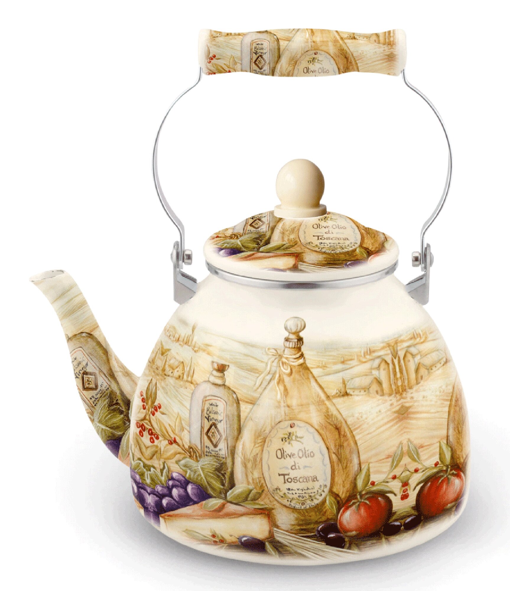 Чайник KELLI KL-4449 3L, нержавеющая сталь/эмаль, бежевого цвета, 3 л, с поворотной ручкой