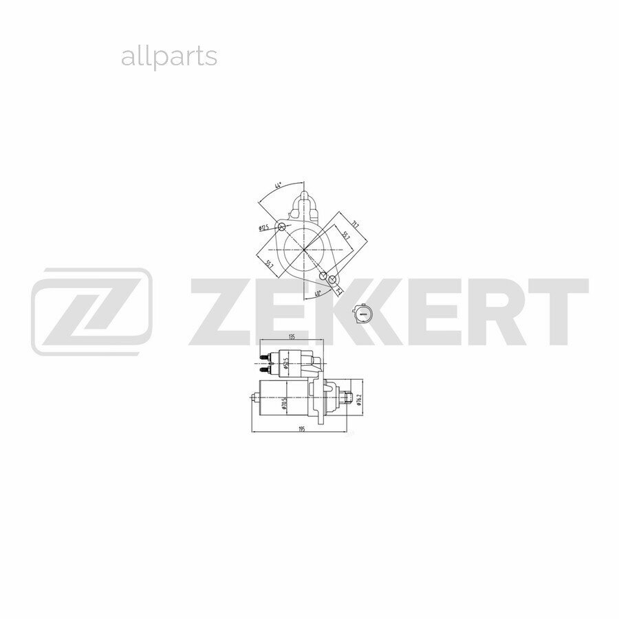 ZEKKERT AN-1083 Стартер VW Polo IV 05- Passat VI VII 05- Audi A3 II 03- A1 10- TT II 08- Skoda Octavia (1Z3 1Z