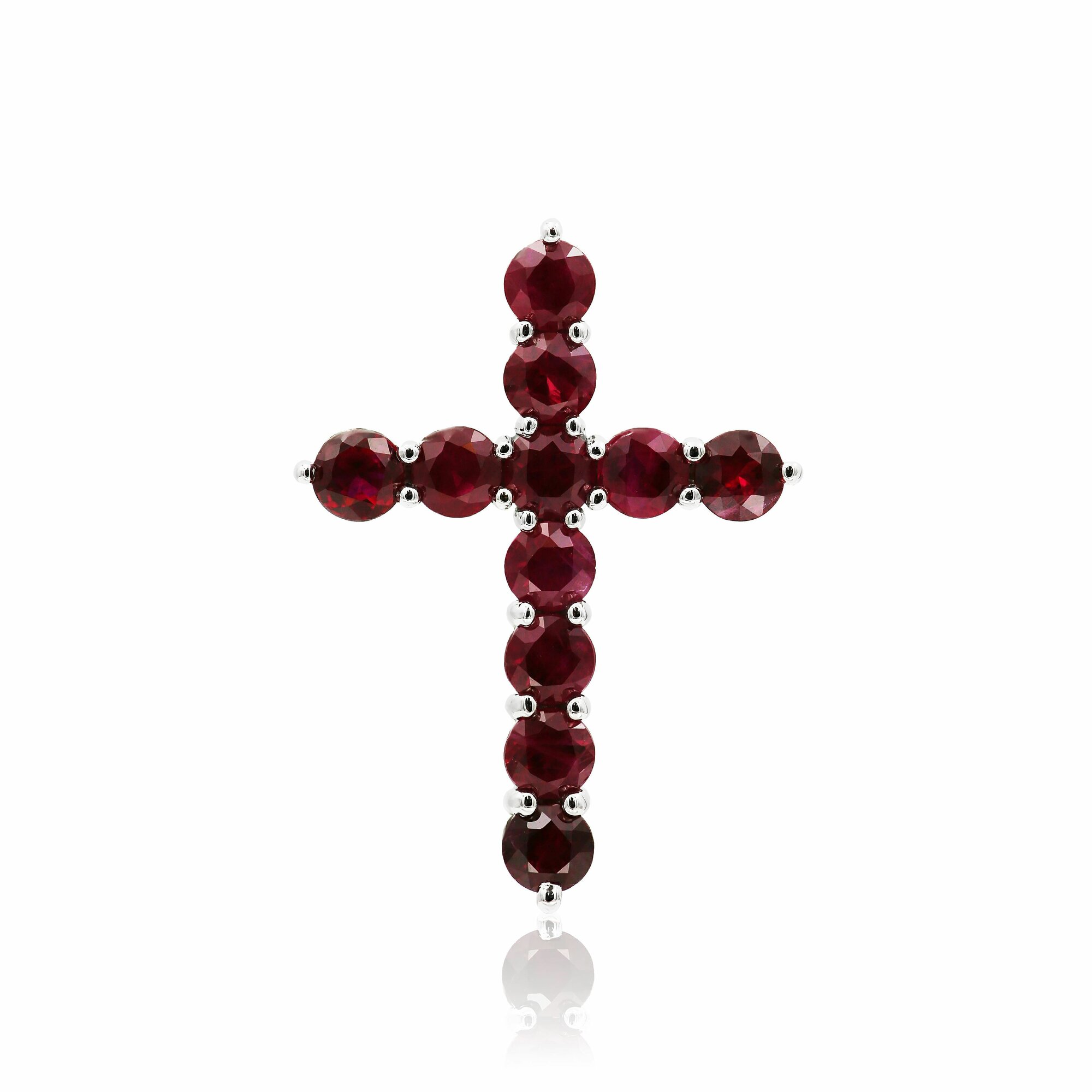 Крестик, белое золото, 750 проба, рубин