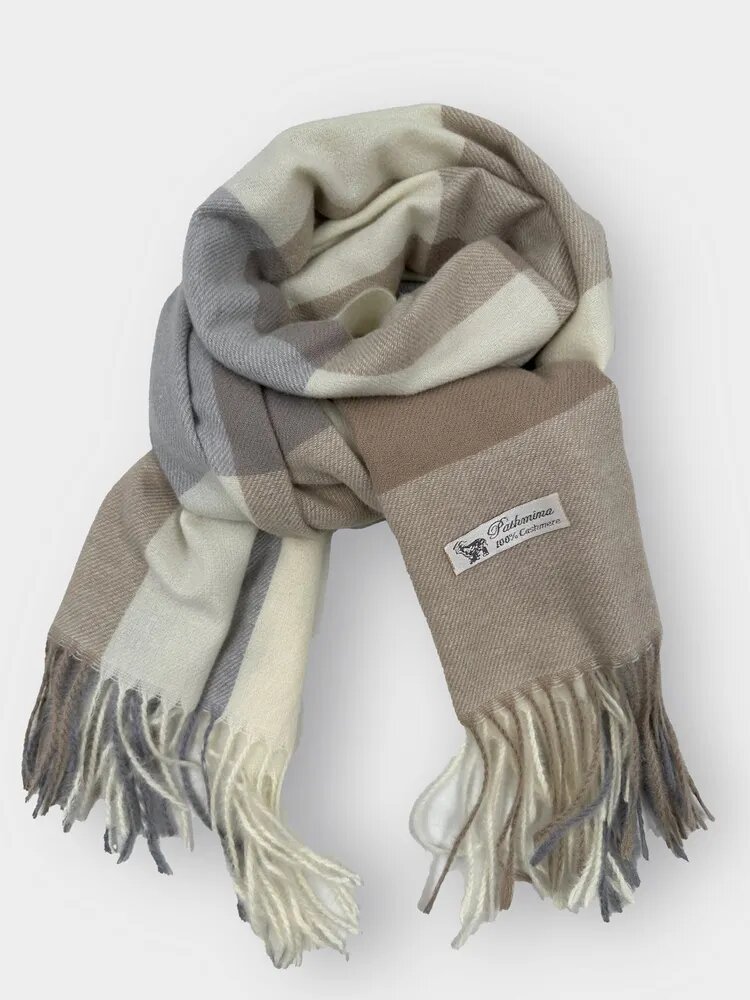 Шарф Cashmere 1 для взрослых и детей,180х70 см, бежевый — фото 1