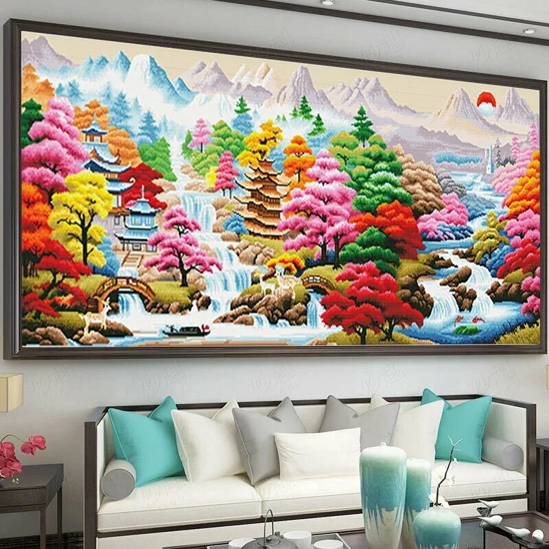 Набор для вышивки крестом JOYAUTUM "Красивый пейзаж", 11CT, хлопок cotton threads, 11CT 150X63CM