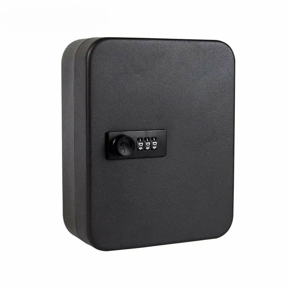 Ключница настенная "Большой Сейф / Шкаф с 3-значным кодовым замком для хранения ключей. Крепление и бирки в комплекте. изготовлен из высококачественной стали Д 20 см" с 20 крюч, 1 шт