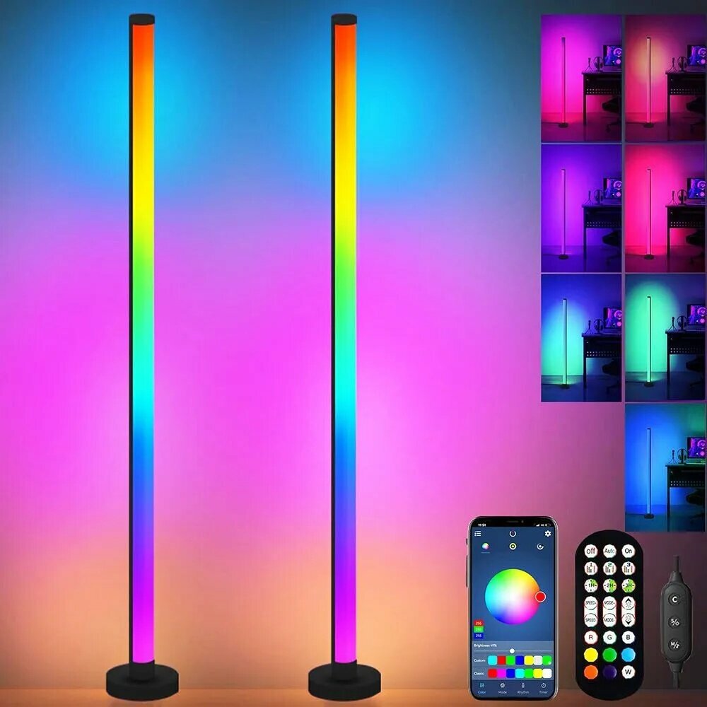 Умный светодиодный торшер, звукосниматель RGB, синхронизация музыки, Таймер углового освещения, Современный торшер.