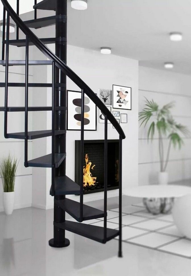 Лестница винтовая металлическая на второй этаж Dolle Calgary Anthracite d120 (цвет черный)