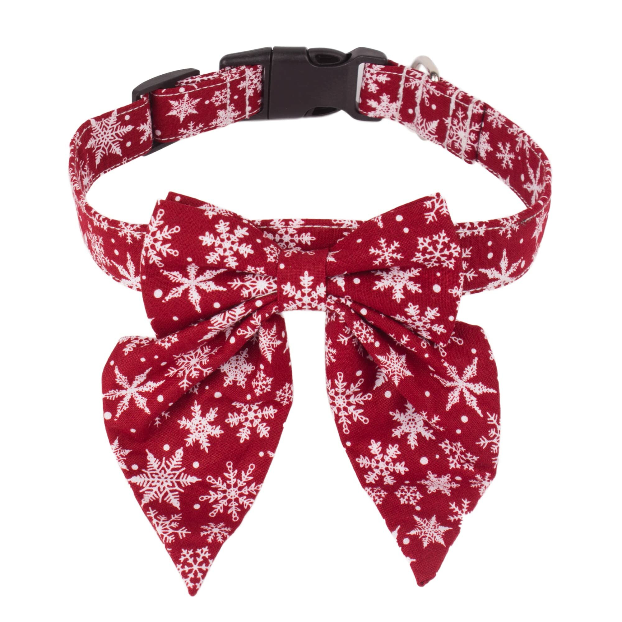Ошейник для собак с бабочкой на Рождество, регулируемый хлопковый ошейник для собак красного клетчатого цвета с бабочкой для крупных собак, 1 штука