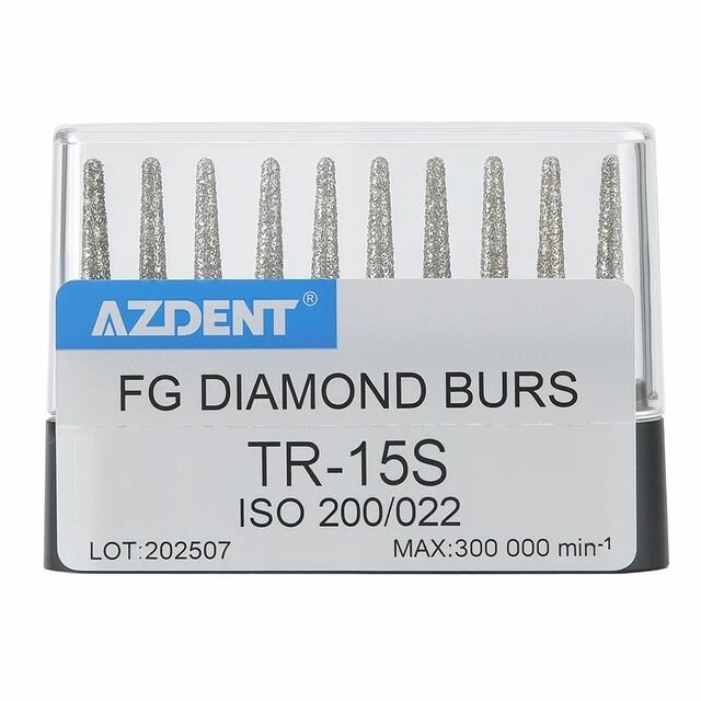 Стоматологические алмазные боры TR-15S, ISO 200/022 для высокоскоростных наконечников FG,10шт.