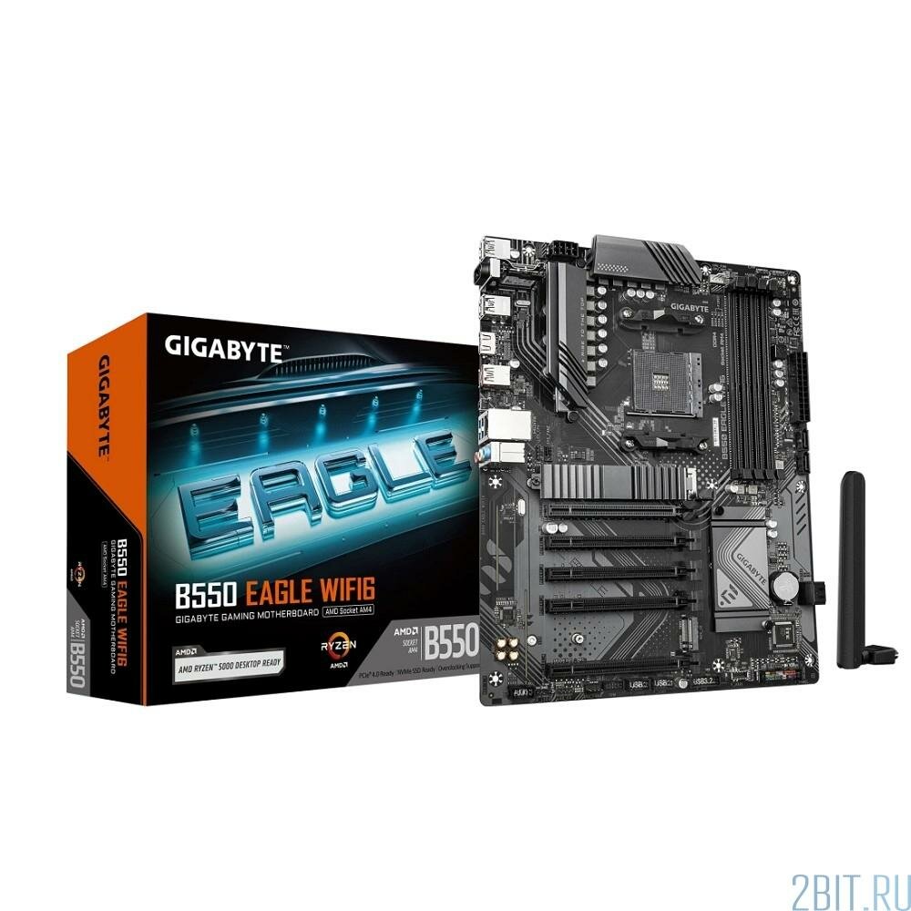 Материнская плата Gigabyte B550 EAGLE WIFI6 Soc-AM4 AMD B550 4xDDR4 ATX AC`97 8ch(7.1) GbLAN RAID+DVI+HDMI