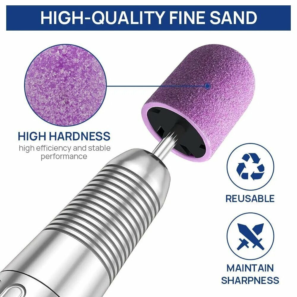 Колпачки фрезы песочные для аппаратного педикюра (маникюра) с алмазной крошкой 10 мм, 240 грит для обработки и шлифовки пяток, удаления натоптышей, мозолей, снятия гель лака