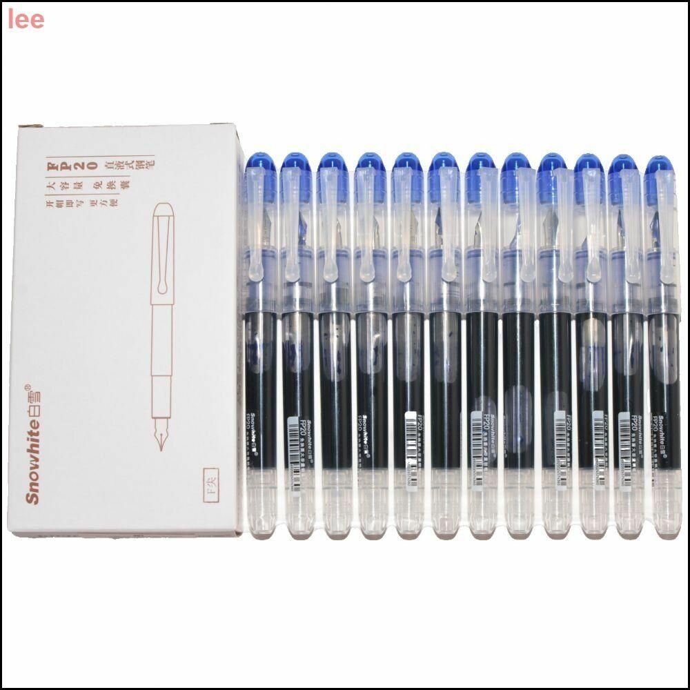 Перьевые ручки 12 штук синие Snowhite Большой объём заправленных чернил одноразовые для рисования, зенарта, каллиграфии, школы