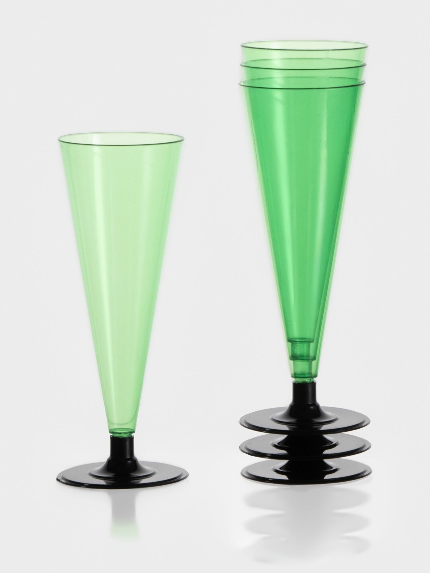 Набор Фужеров одноразовых, 12 шт. Конус, 150-180 мл, пластиковых, зелёных