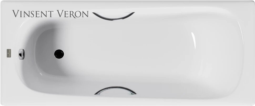 Ванна чугунная Vinsent Veron Concept VCO1657042H/VH0015CH 165x70 см, с ручками, белый