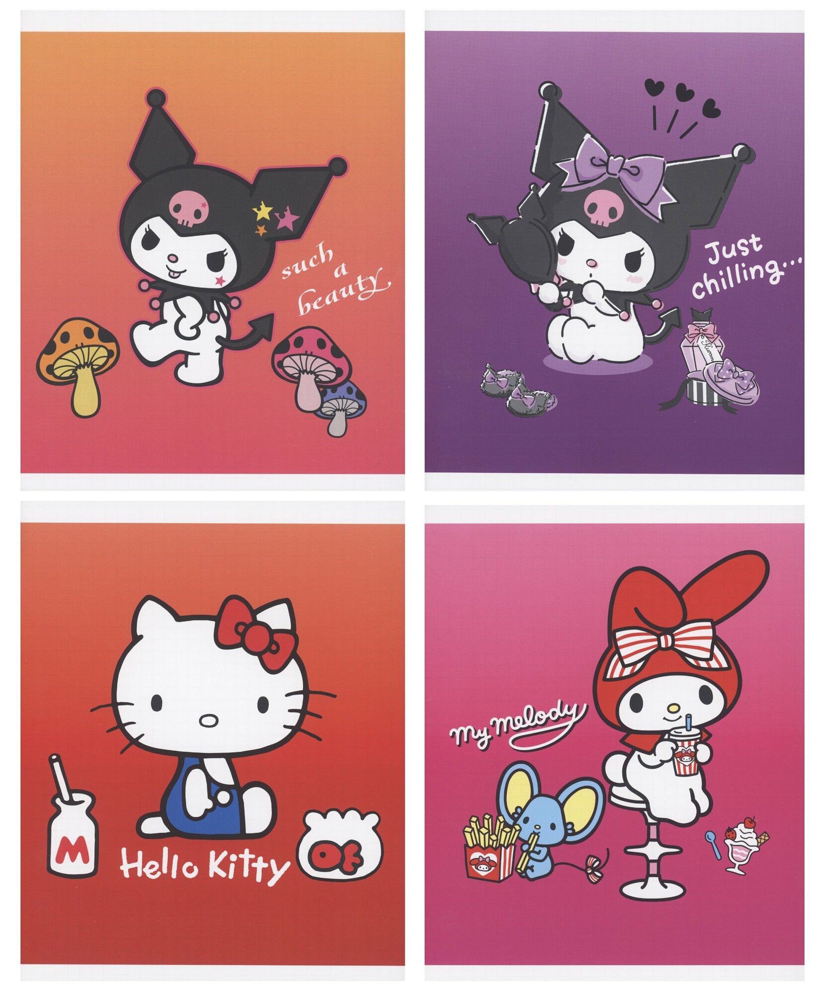 Тетрадь общая «Kuromi + MyMelody + HK» в ассортименте, 48 листов в клетку, A5 - Kuromi