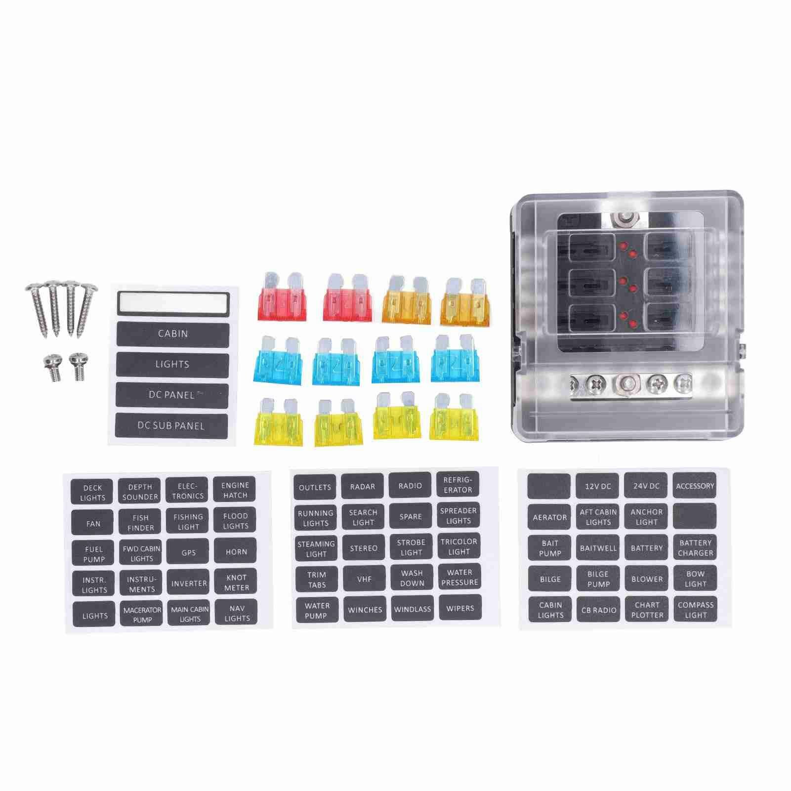 Блок предохранителей 6-ход. IP66 32V для авто/лодок