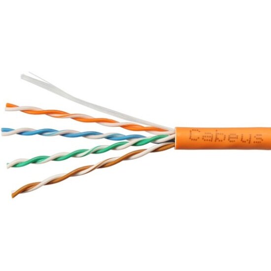 Кабель витая пара Cabeus U/UTP UTP-4P-Cat.5e-SOLID-LSZH-50, кат. 5e, 4 пары (24 AWG), LSZH, одножильный, 50м. оранжевый
