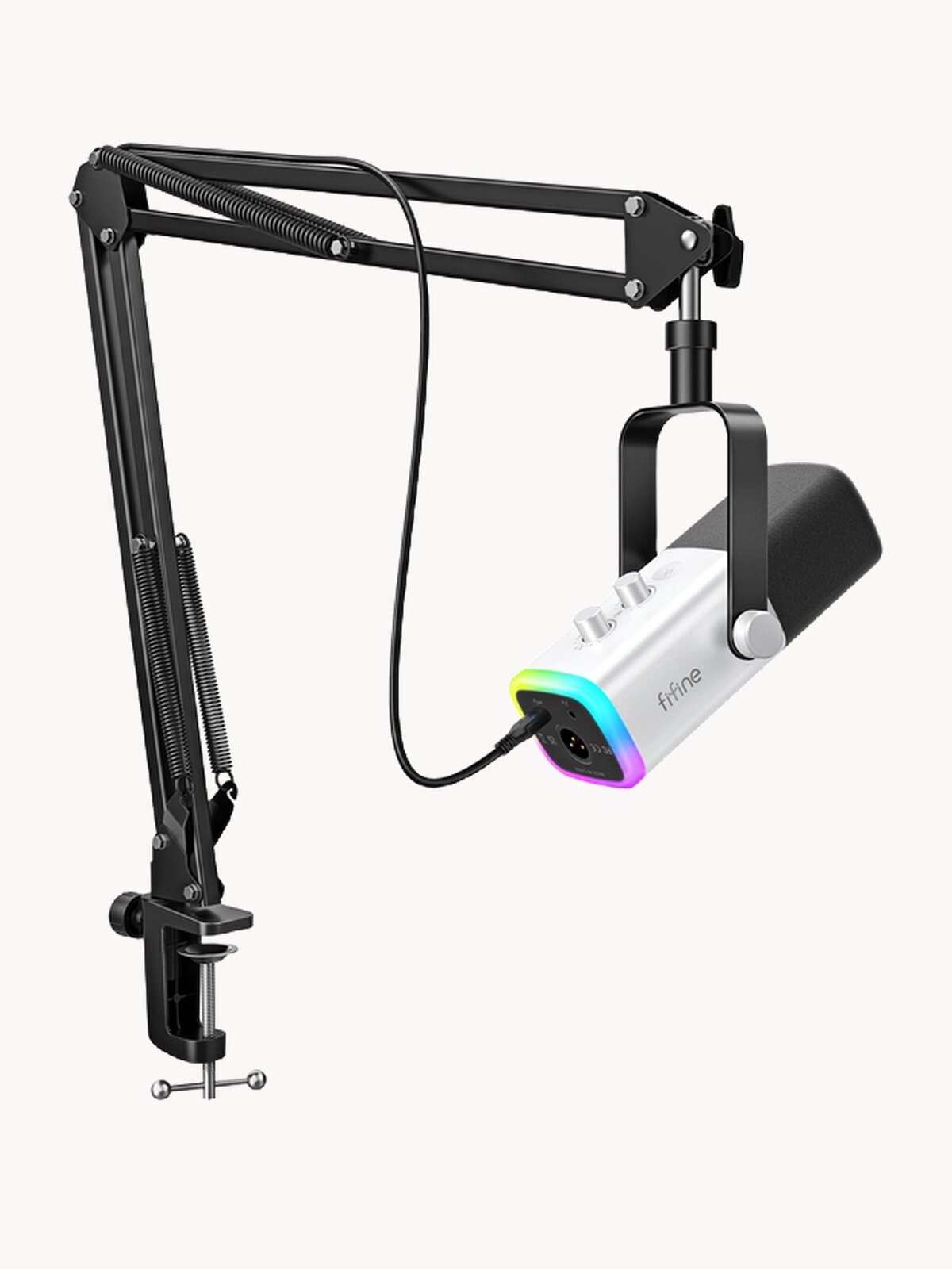 Динамический микрофон Fifine AM8T USB/XLR кардиоидный с пантографом, белый